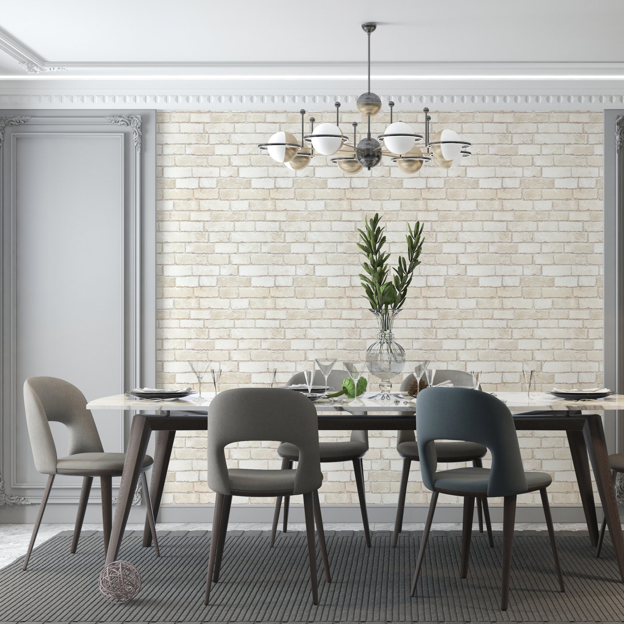 Brick Pattern Flat, Ivory Wallpaper – Very Berry Sticker